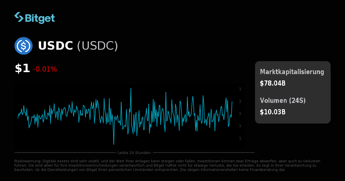 USDC Kurs USD, USDC Kurs Live Charts, Marktkapitalisierung & Nachrichten