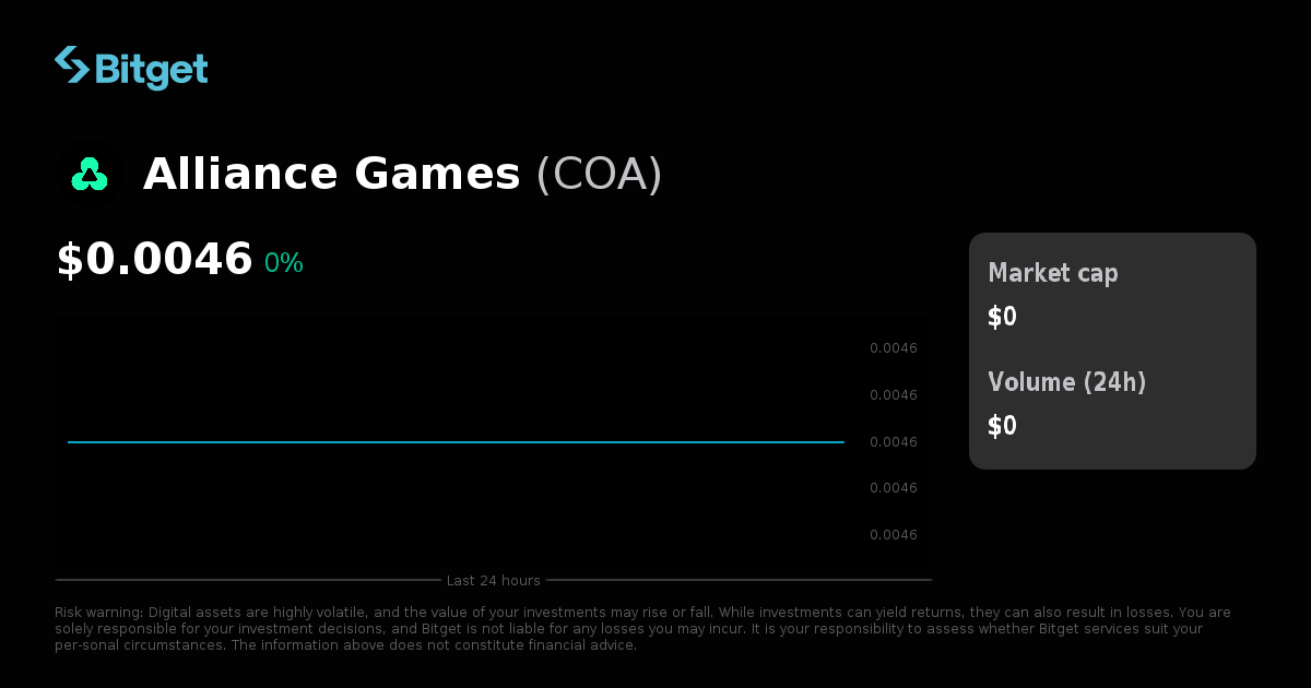 Alliance Games Price USD, COA Price Live Charts, Market Cap & News
