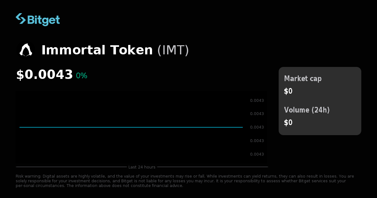 Immortal Token Price USD, IMT Price Live Charts, Market Cap & News
