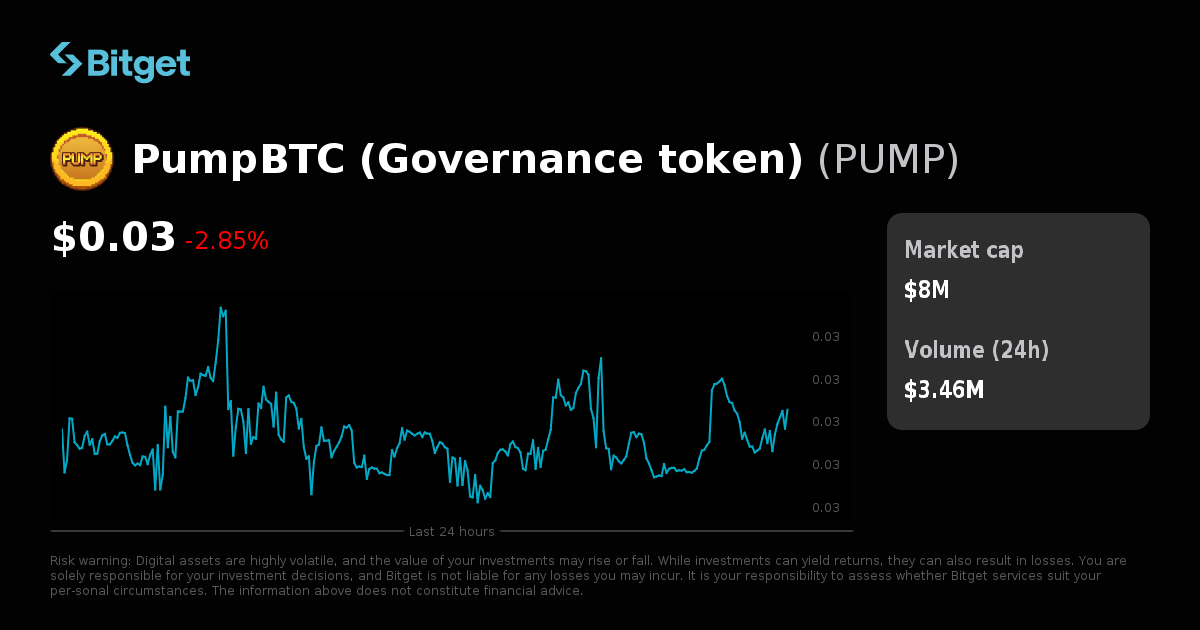 PumpBTC (Governance token) Price USD, PUMP Price Live Charts, Market Cap & News