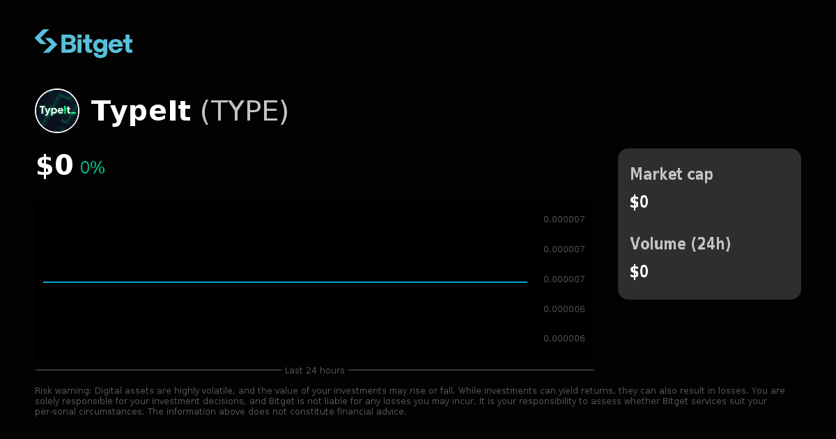 TypeIt Price USD, TYPE Price Live Charts, Market Cap & News