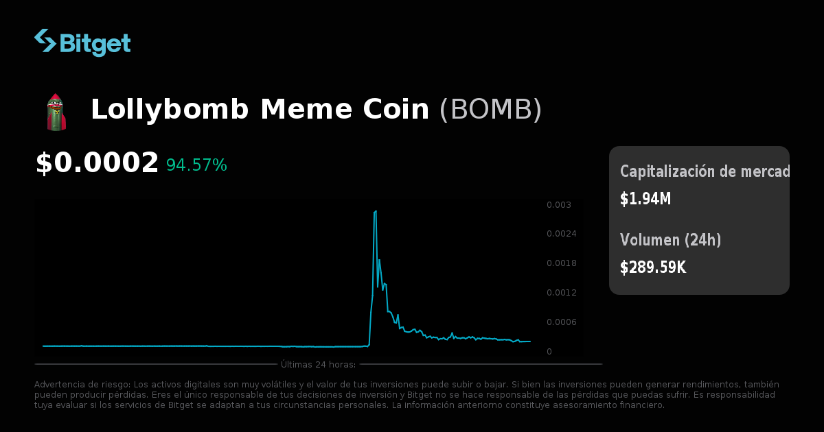 Lollybomb Meme Coin (BOMB) Precio, gráficos y noticias | Bitget