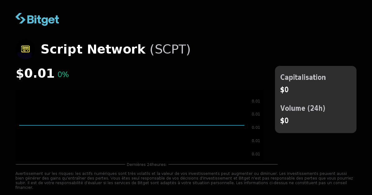 Prix de Script Network en EUR, graphique SCPT, capitalisation et actualités