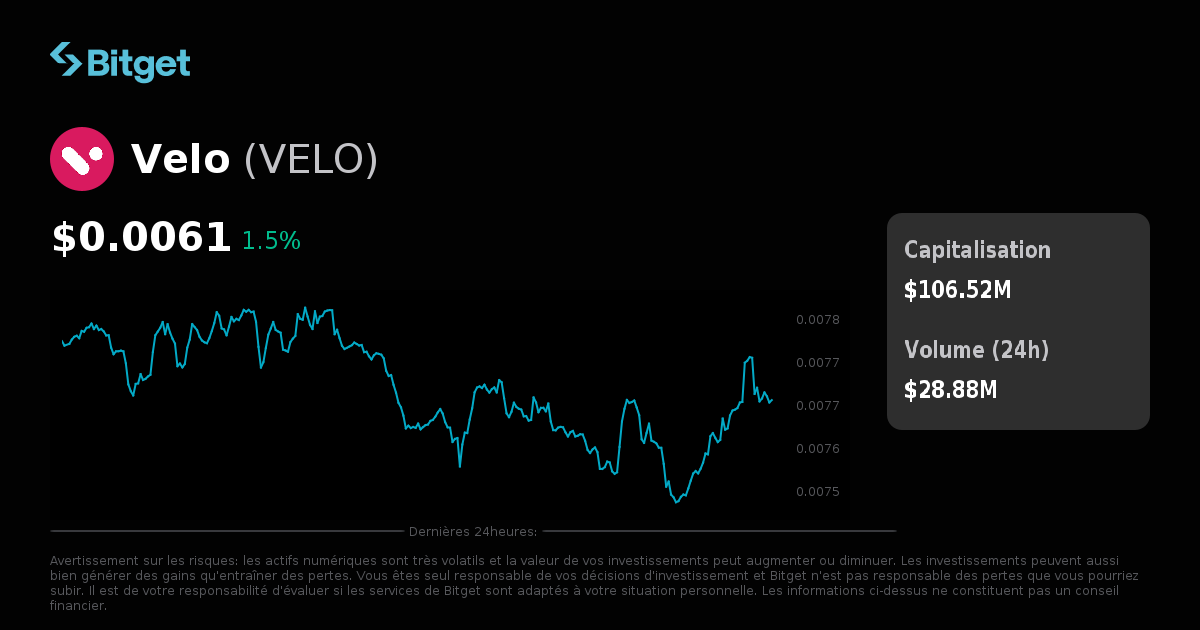 Prix de Velo en EUR, graphique VELO, capitalisation et actualités