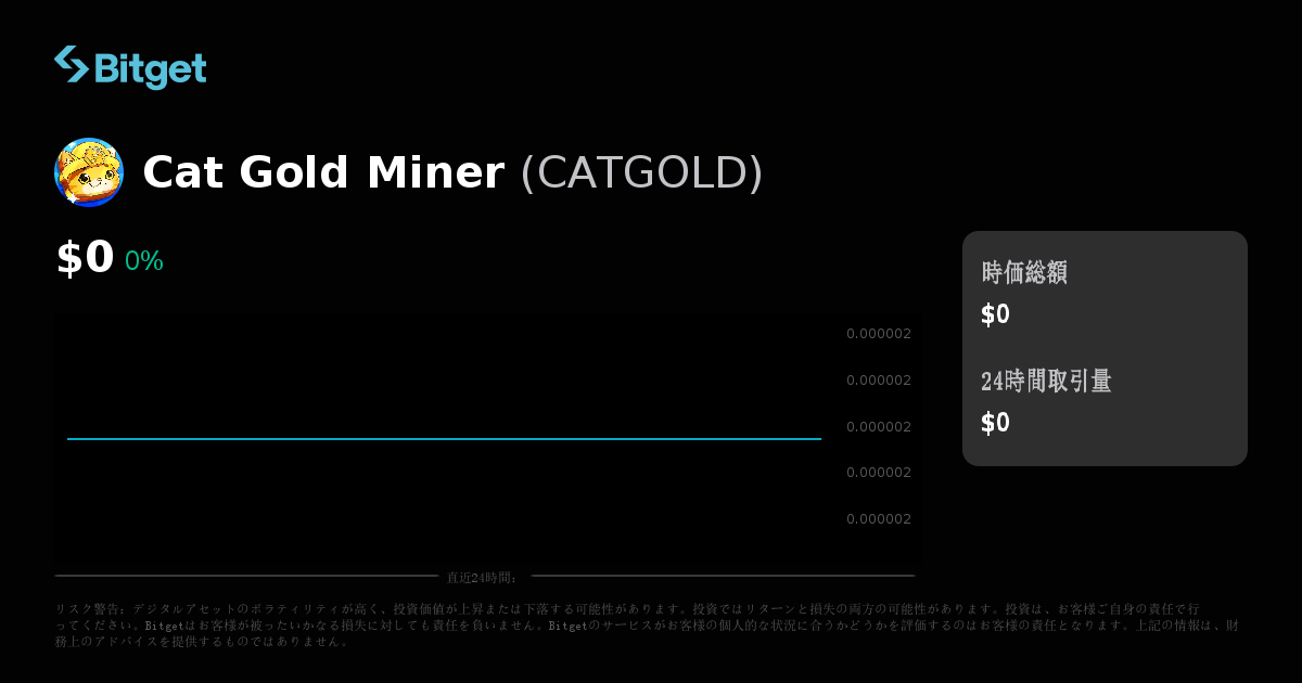 Cat Gold Miner価格（USD）、CATGOLD価格のリアルタイムチャート、時価総額、ニュース