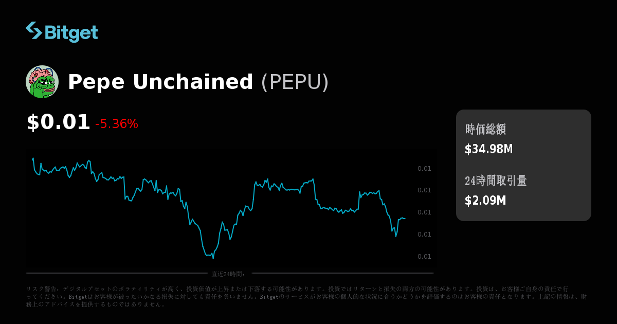 Pepe Unchained (Old)価格（USD）、PEPU価格のリアルタイムチャート、時価総額、ニュース