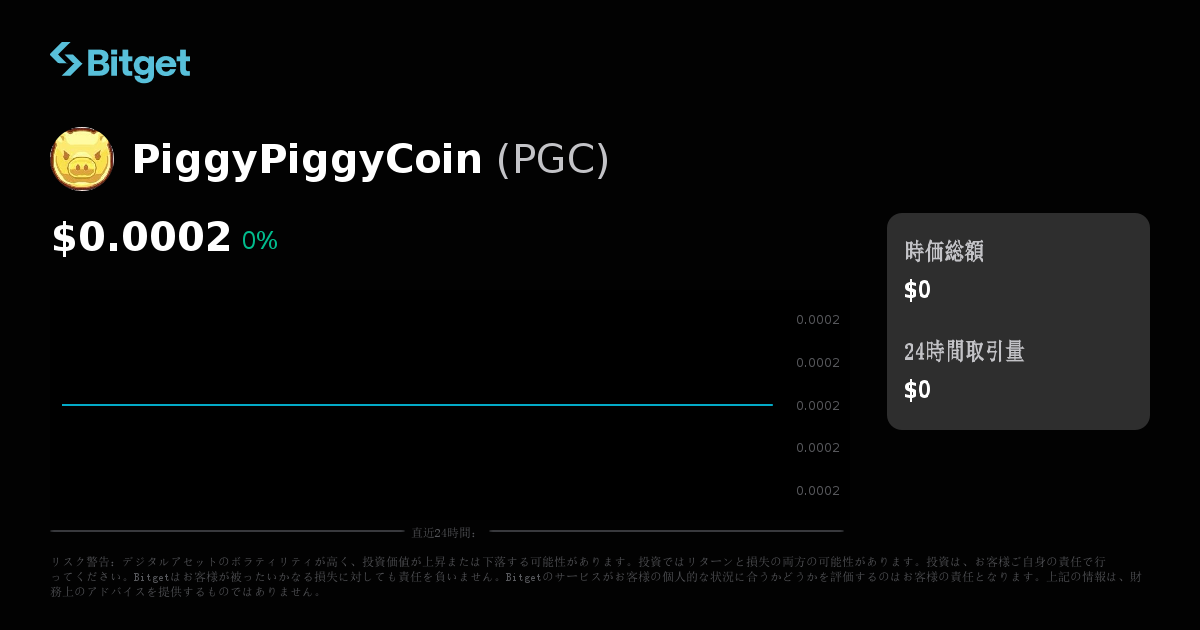 PiggyPiggyCoin価格（JPY）、PGC価格のリアルタイムチャート、時価総額、ニュース