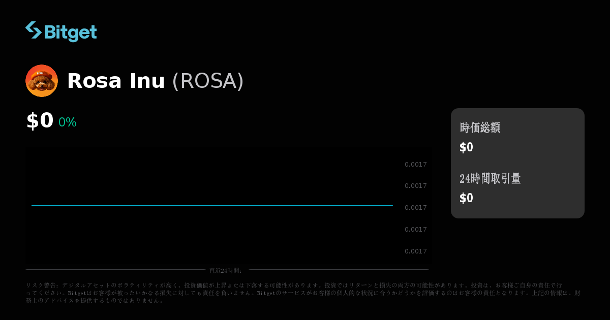 Rosa Inu価格（USD）、ROSA価格のリアルタイムチャート、時価総額、ニュース